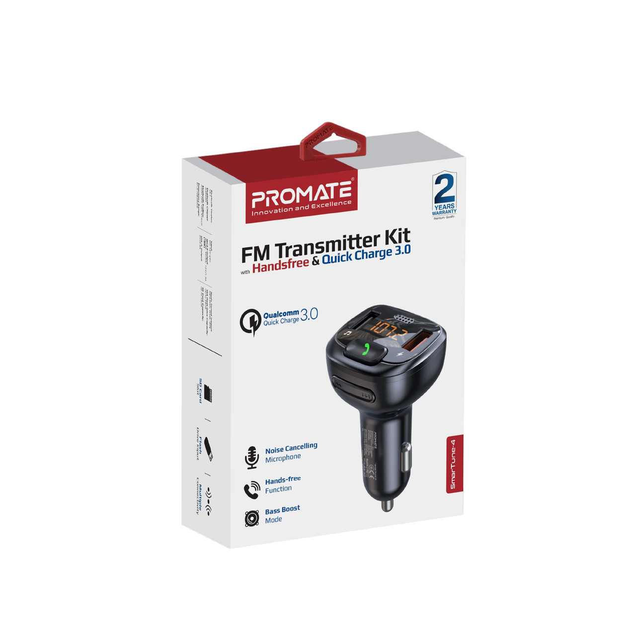 Bluetooth FM-трансмітер Promate SmarTune-4 USB QC3.0/USB OTG/microSD ...