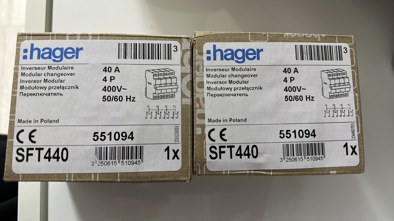 Перемикач Навантаження Hager SFT440 I-0-II 4P 40A 230V AC — Купить ...