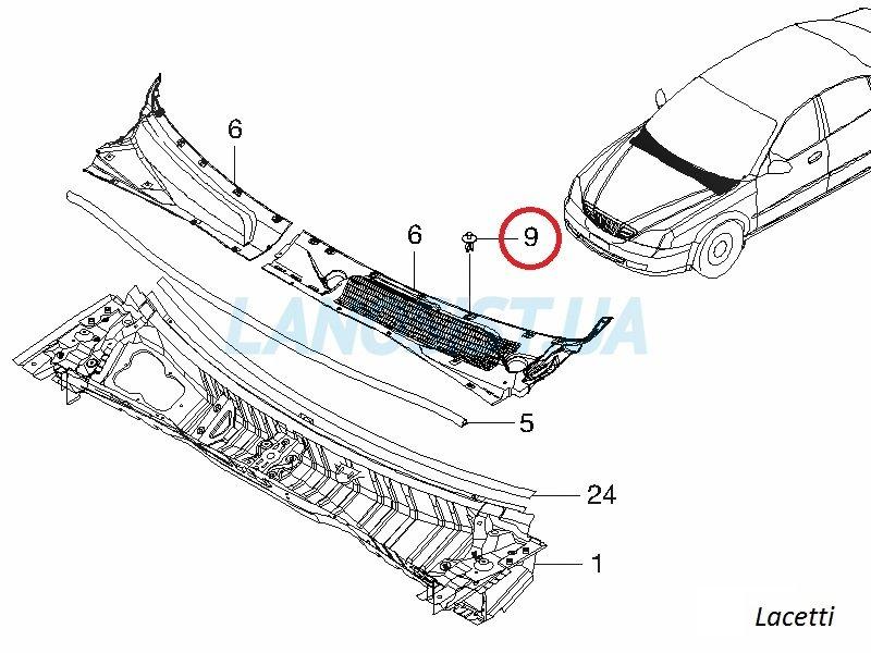 Купить Клипса крепления дефлектора под лобовое стекло Лачетти Эпика ...