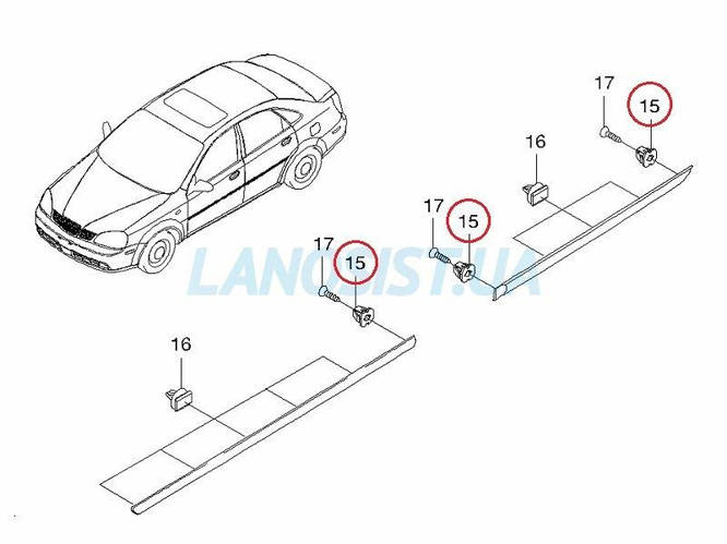 Купить Клипса крепления молдинга двери Лачетти GM 94530629, цена 30 ...
