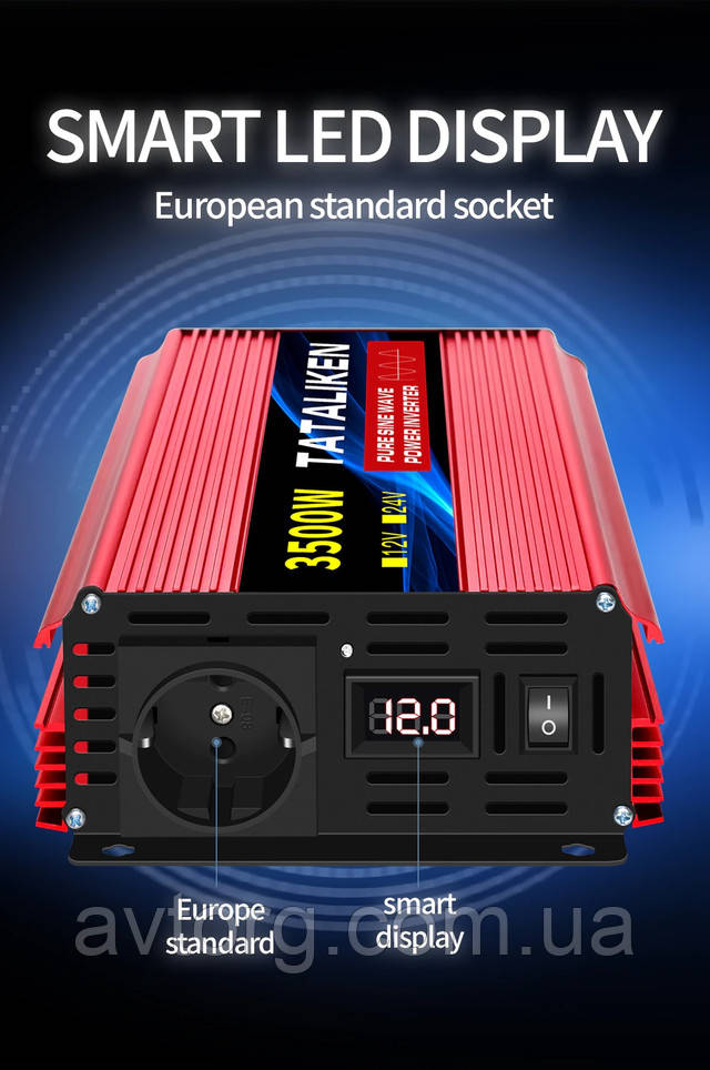 Инвертор чистый синус 12 в 220В 3500 Вт преобразователь 12-220v 3,5 кВт ...
