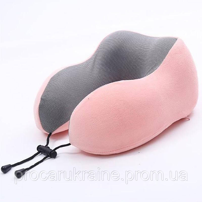 Купить Подушка дорожня для шиї велюрова з ефектом памяті Sport з завязками Рожева цена 320