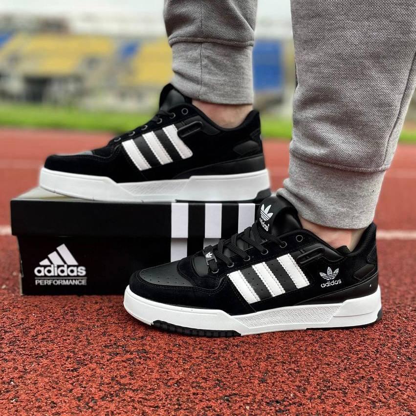 Чоловічі кросівки Adidas (чорні з білим) зручні якісні модні кеди 0371 ...