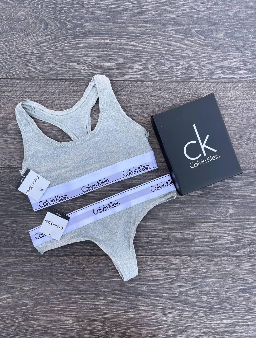 Комплект Женского Белья Кельвин Кляйн Calvin Klein Серый Топ Стринги ...