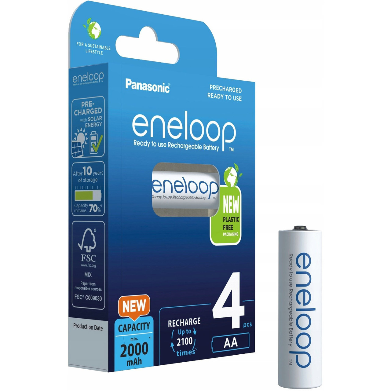 Аккумуляторы AA Panasonic Eneloop (R6) 2000mAh 1.2V NiMh 4шт/уп (BK ...