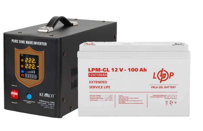 Комплект резервного живлення для котла та теплої підлоги Kemot PROsinus ...