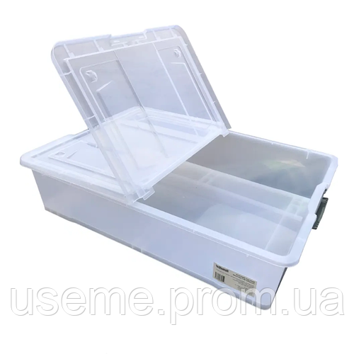 Пластиковий контейнер HomeStar 60 л прозорий з ручками 76 х 56 х 19 см ...