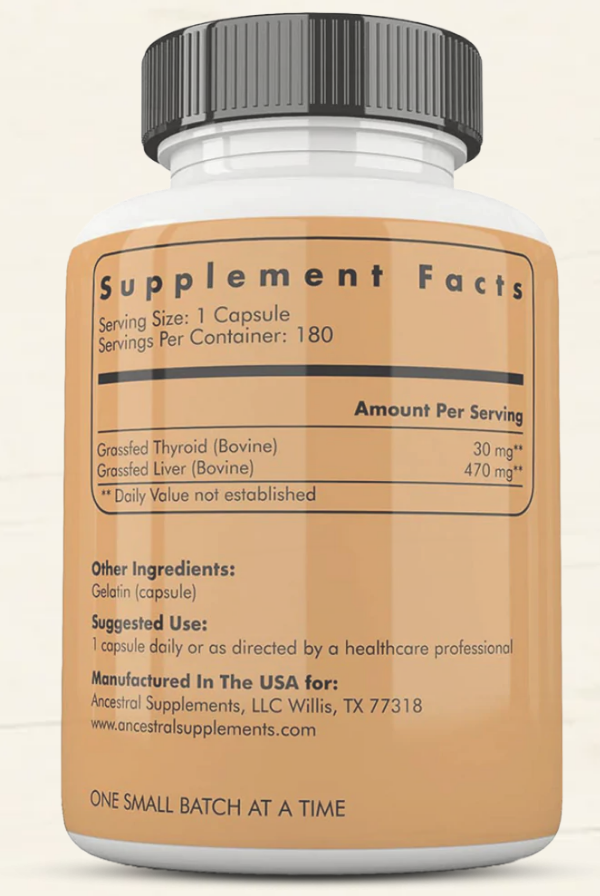 Ancestral Supplements Grass Fed Beef Thyroid / Щитовидная железа 180 ...
