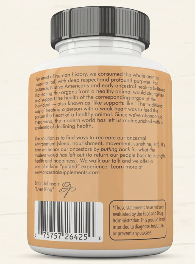 Ancestral Supplements Grass Fed Beef Thyroid / Щитовидная железа 180 ...