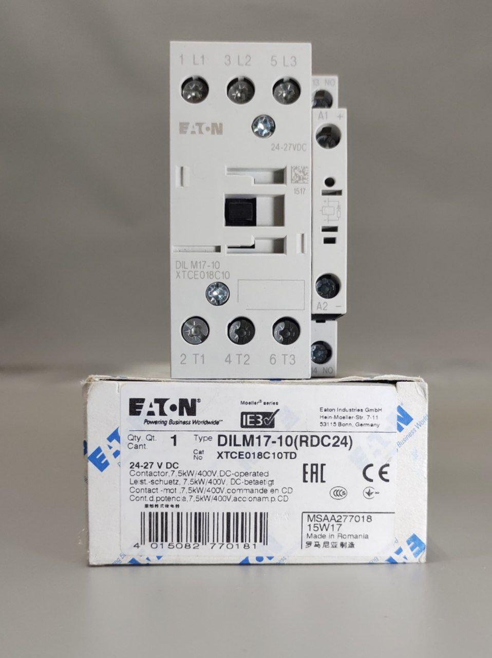 Купити Контактор силовий, I=17A [AC-3], вспомог.конт. 1NO DILM17-10 ...