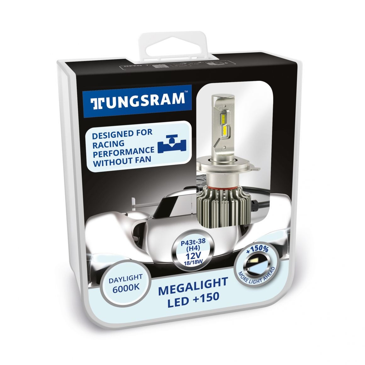 Комплект Светодиодных Ламп Tungsram Megalight LED +200 12V H4 24W 6000K ...
