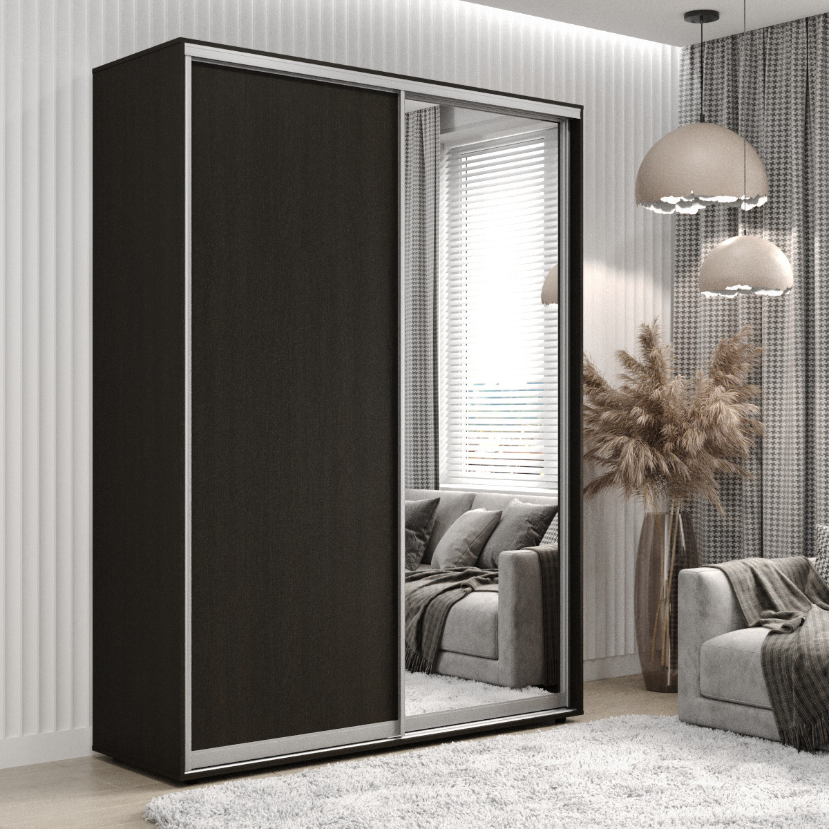 Двухдверный Шкаф-купе Viant 3-11 160x60x240 Дуб Венге Темный ДСП ...