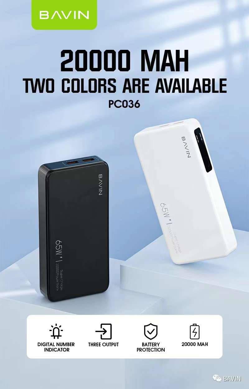 Power Bank BAVIN PC036 20000 мАч для ноутбука повербанк с быстрой зарядкой павербанк 65 W ...