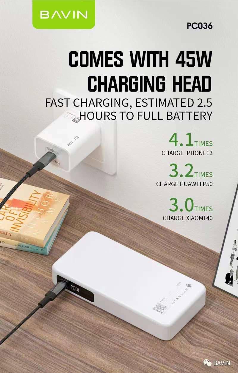 Power Bank BAVIN PC036 20000 мАч для ноутбука повербанк с быстрой зарядкой павербанк 65 W ...
