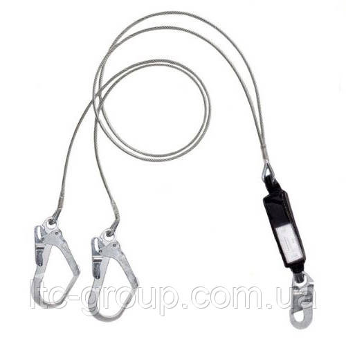 Строп страховочный из стального троса с амортизатором и карабинами ...
