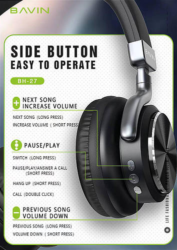 Беспроводные накладные bluetooth наушники BAVIN BH-27 (ID#1757599469), цена: 1095 ₴, купить на ...