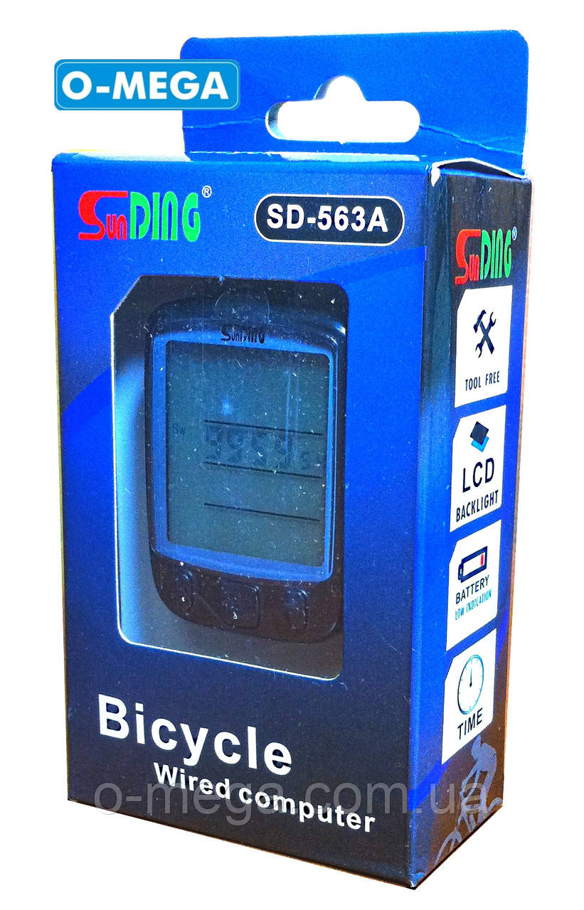 Велокомпьютер проводной SunDing SD-563A спидометр часы подсветка купить недорого Украина - цена ...