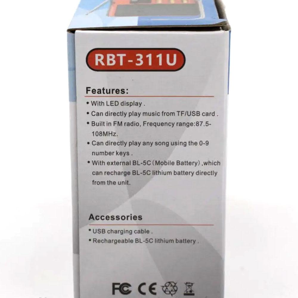 Радіоприймач цифровий, USB, FM RBT-311U, Червоний / Портативне ...