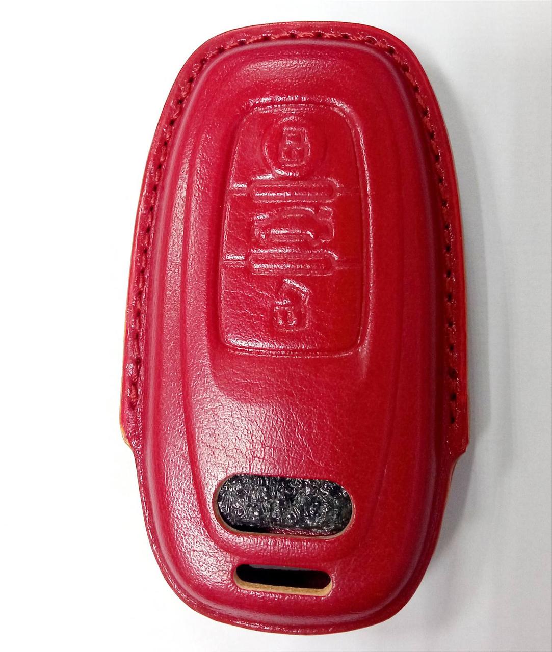 Шкіряний чохол для Audi Key Fob з ланцюжком для ключів ( бордовий) (ID ...