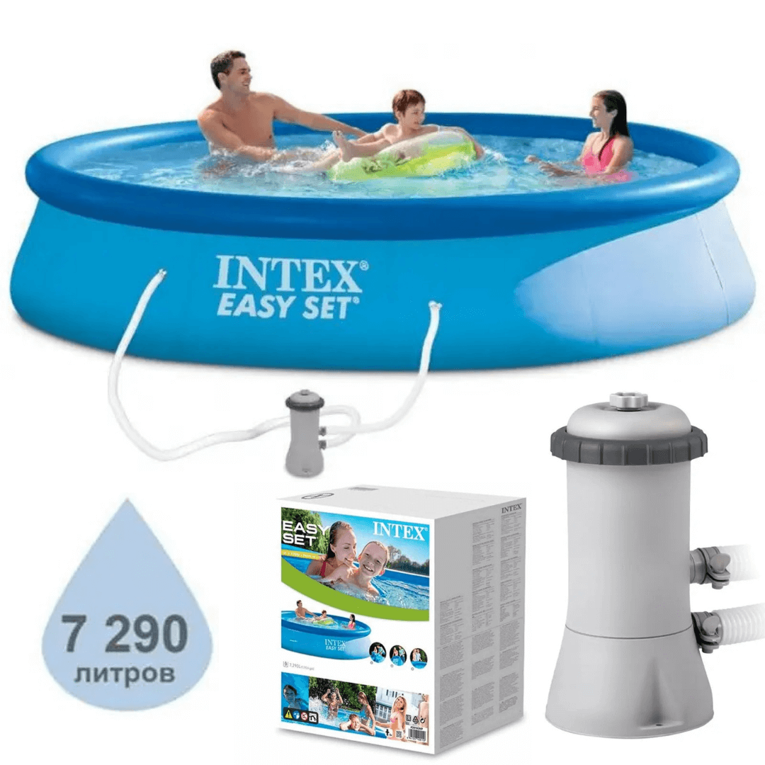 Надувной бассейн Intex 28142 с фильтром круглый наливной семейный ...