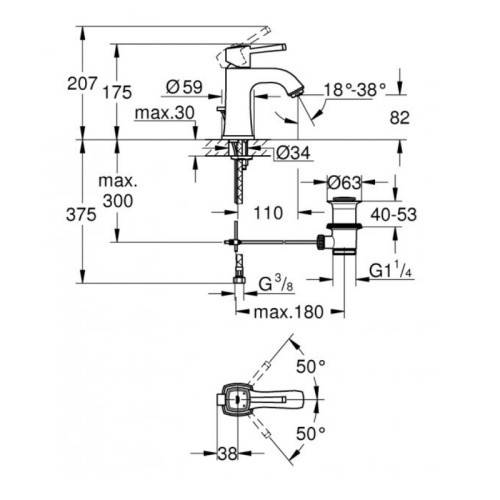 Купить Смеситель для умывальника Grohe Grandera M-Size, с донным ...