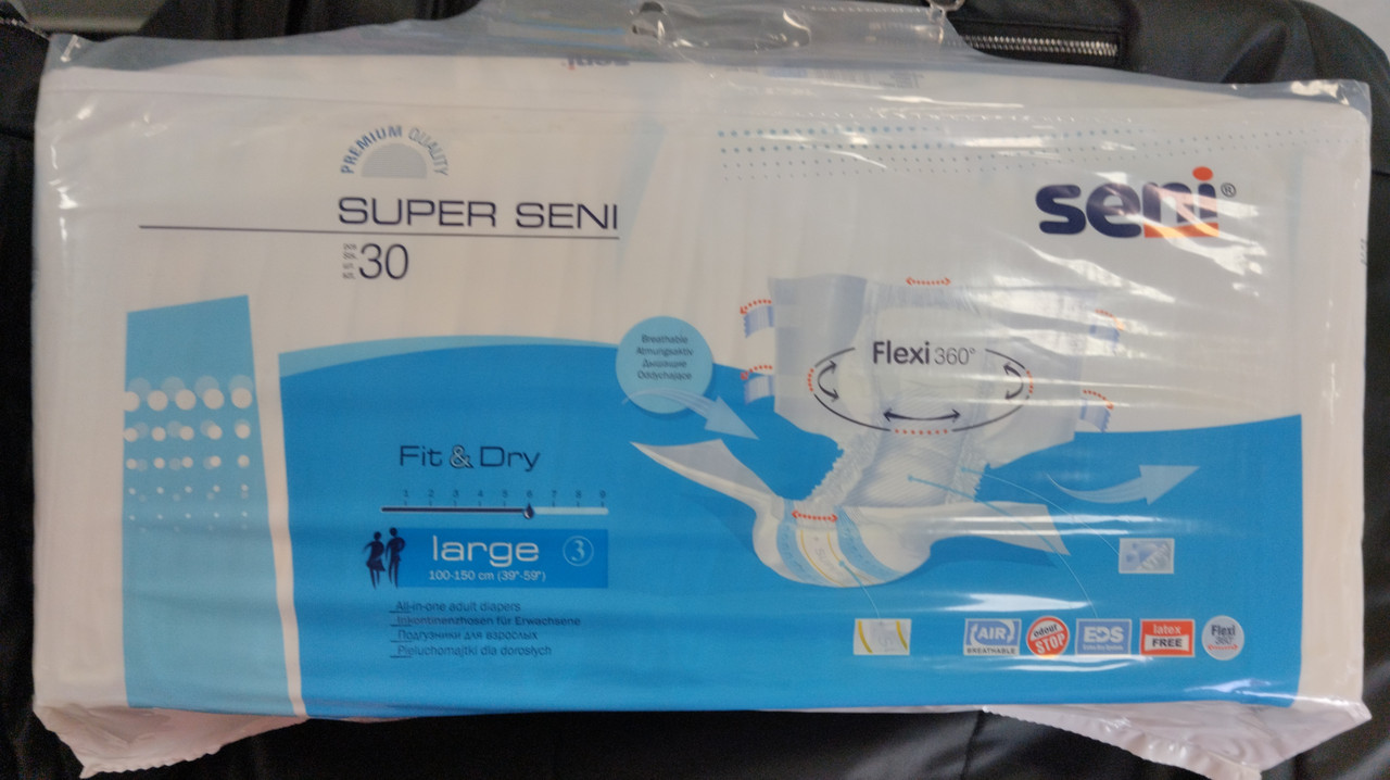 Подгузники для взрослых SUPER SENI (Large 3) 30шт (ID#1758544667), цена: 850.08 ₴, купить на Prom.ua