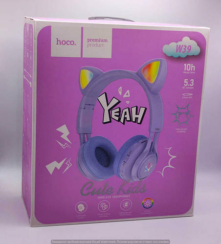 Купить Бездротові навушники Hoco W39 Cat Ear Bluetooth (purple) 38469 ...