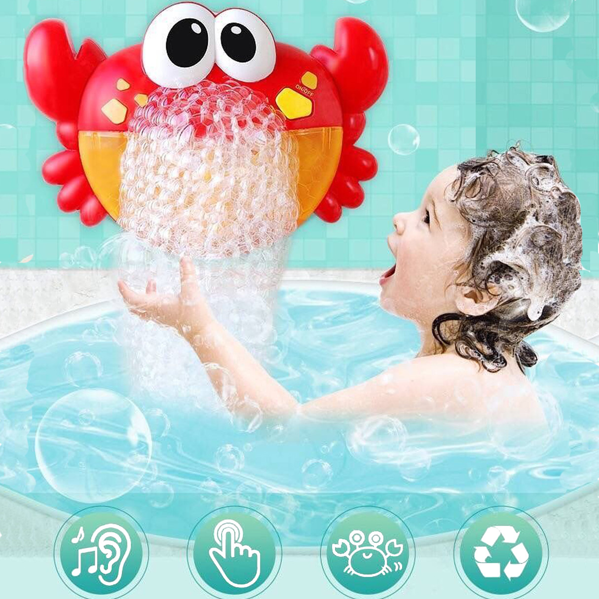 Музыкальная игрушка для купания пускающая пузыри Bubble foam Crab краб ...