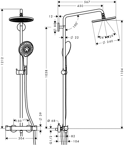 Купить Душова система Hansgrohe Raindance Select S 240 Showerpipe ...