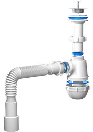 Сифон АНІ-ПЛАСТ для кухні Ані Грот 1 1/2" х40 з гофрою d40/50 (А0515 ...