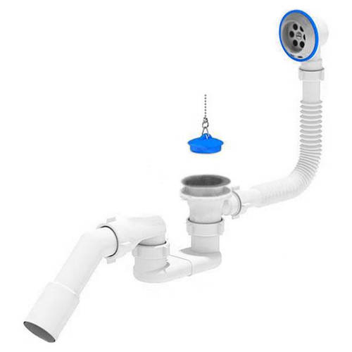 Сифон АНІ-ПЛАСТ Ані для ванни, з випуском і переливом, плоска труба 45* ...