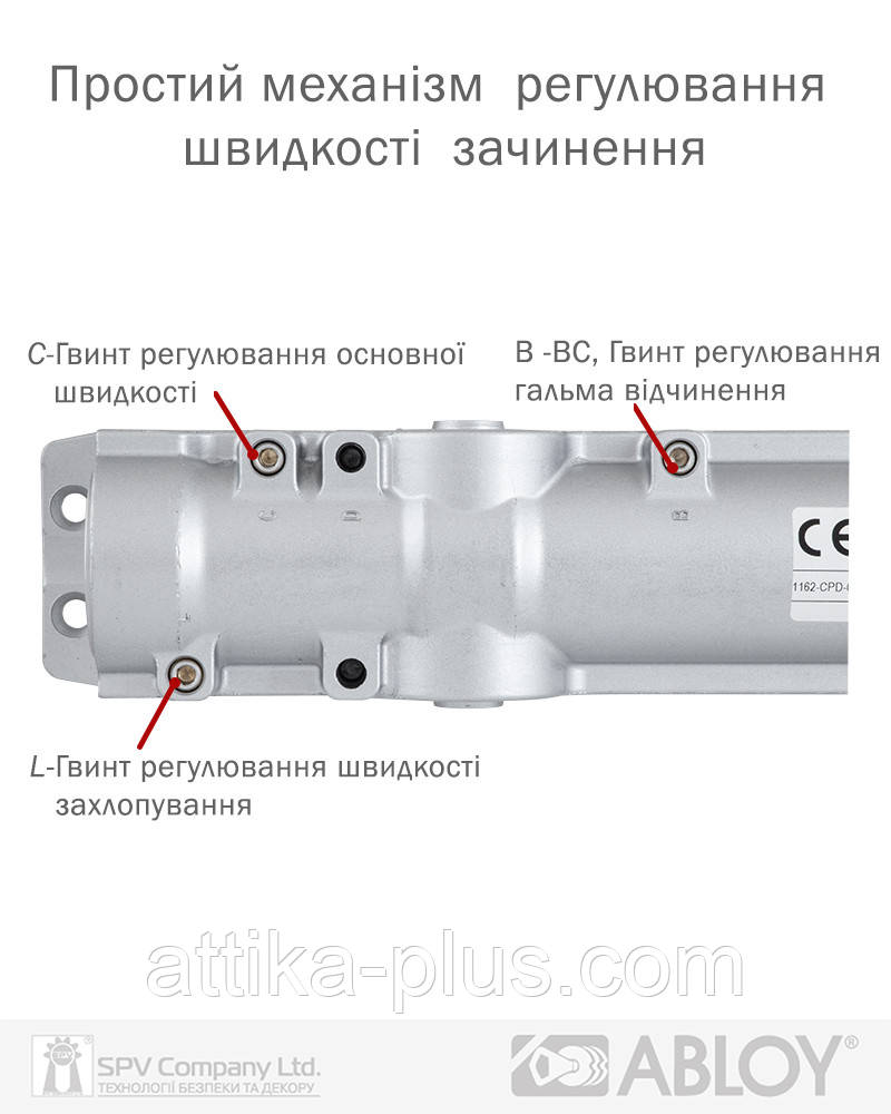 Дотягувач накладний ABLOY CAM DC250 BROWN BC W/O_ARM EN_1-6 до_120кг ...