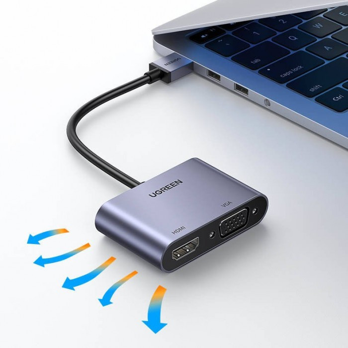 Купить Конвертер переходник Ugreen USB 3.0 To HDMI / VGA с USB кабелем Grey (CM449), цена 1529 ...