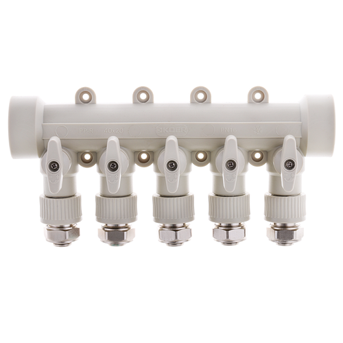 Коллектор распределительный 5-way с фитингом (40x20) PPR KOER K0193.PRO ...
