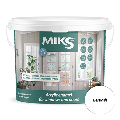 Эмаль акриловая для окон и дверей MIKS Color - 0.75л (ID#1756331170 ...