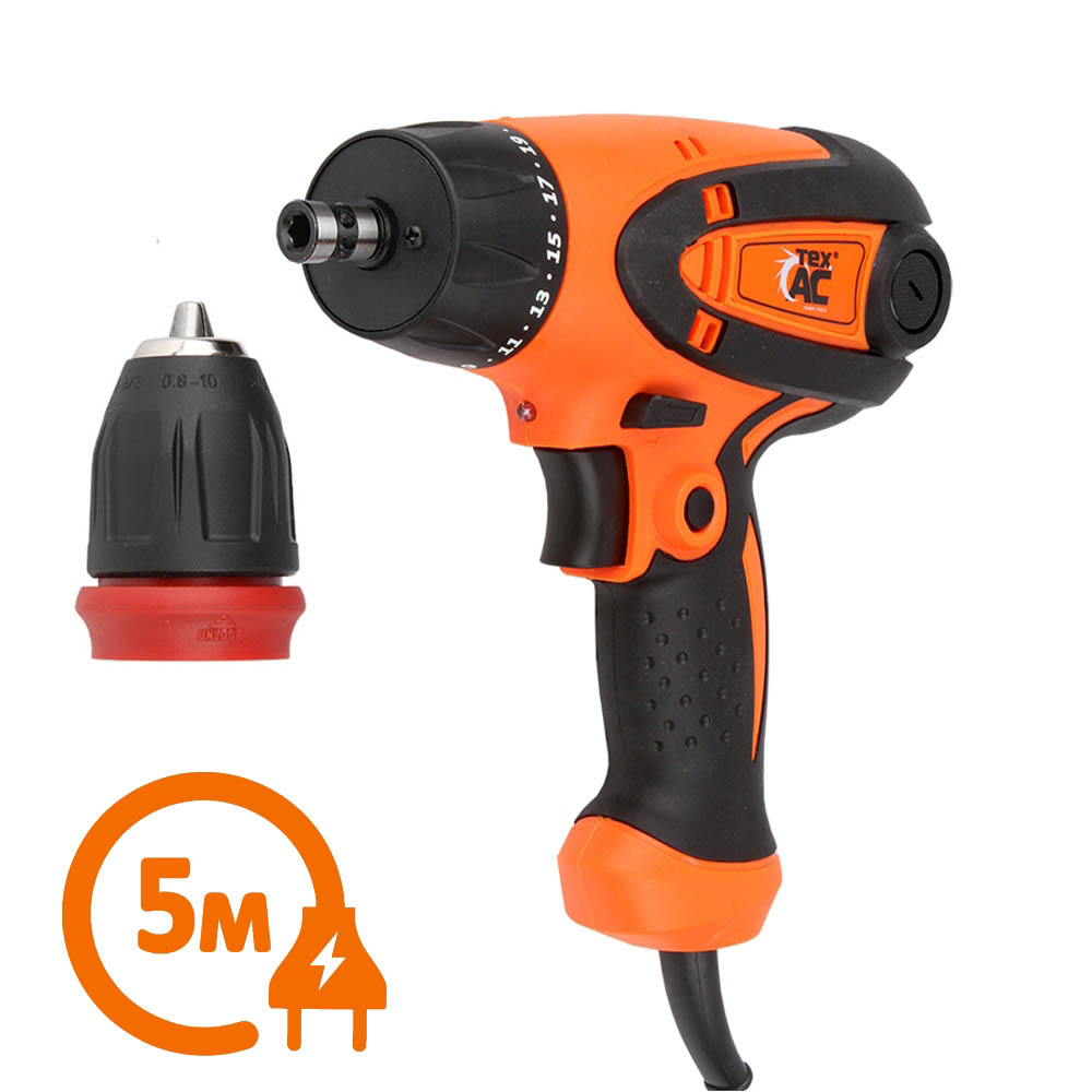 Мощный Сетевой Шуруповерт TEX.AC ТА-01-108 DFR:550 Вт, 0.8-10мм Сверло ...