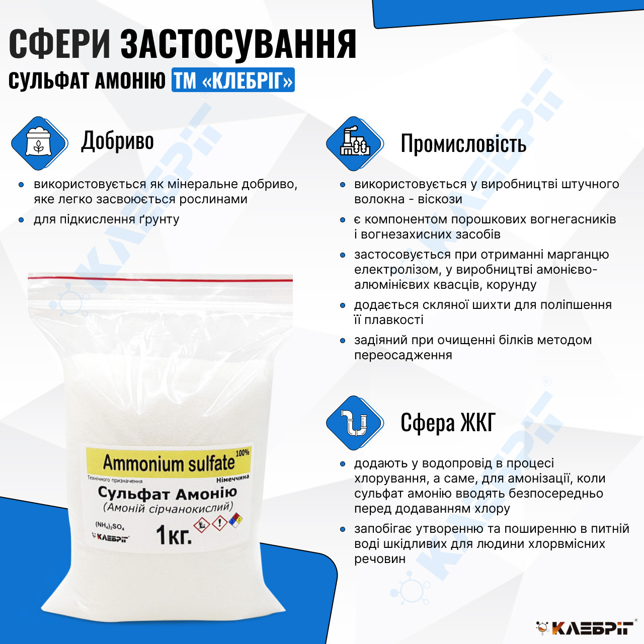 Сульфат аммония Klebrig 1кг Аммоний сернокислый BASF (ID#1231811732 ...
