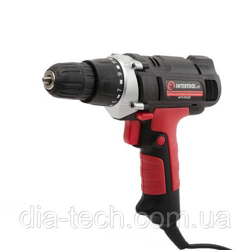 Купити Дриль-шурупокрут електричний 400 Вт, 0-800 об/хв, 0.8-10 мм, maкс. 20 Nm INTERTOOL WT ...