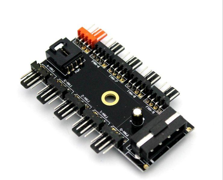 Переходник Управляемый MOLEX/SATA на 10 Кулеров 4 Pin Hub Кулер Fan ...