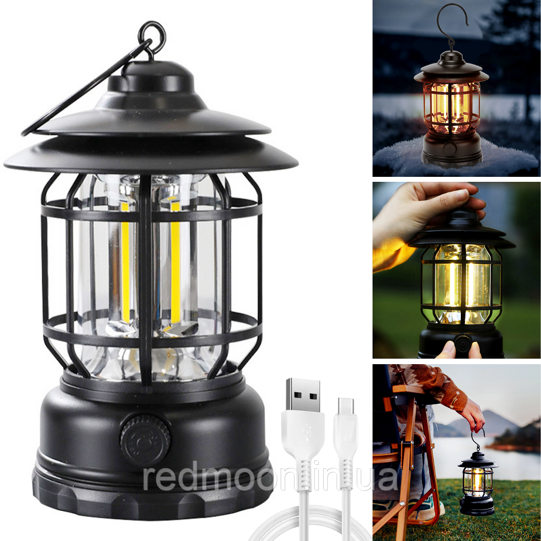 Кемпинговый Фонарь Аккумуляторный 1200 МАч, с USB, K-20, Черный ...