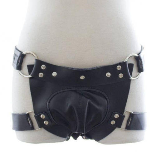 Купить Мужские кожаные трусы для БДСМ черного цвета Bdsm4u Пошлая ...