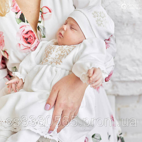 Купити Костюм для хрещення дівчинки Мамина квіточка беж велюр айворі арт 11227 ціна 1190