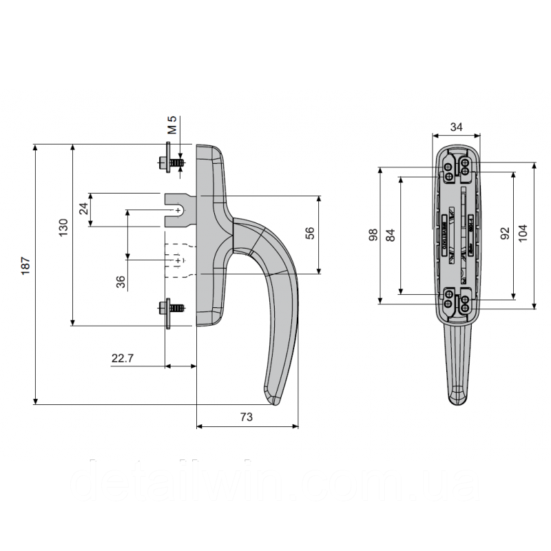 Купить Ручка оконная FAPIM 6904-2 белая для алюминиевых окон, цена 500 ...
