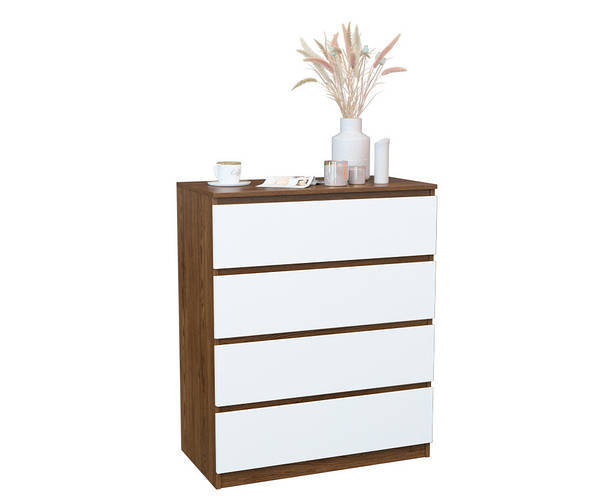 Комод Comod Стиль-2 ДСП 98х80х43 см Дуб Родос темный с белыми фасадами ...