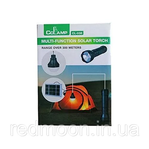 Фонарь ручной аккумуляторный 3в1 с USB-зарядкой + Солнечная панель + Лампочка, Solar Camping Kit ...