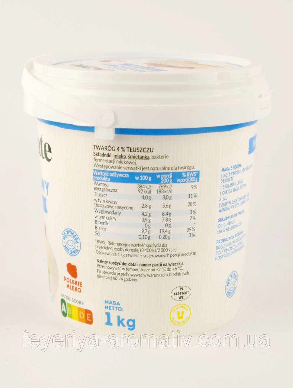 Купить Сыр творожный Delikate Twarog Sernikowy Naturalny 1 кг Польша ...