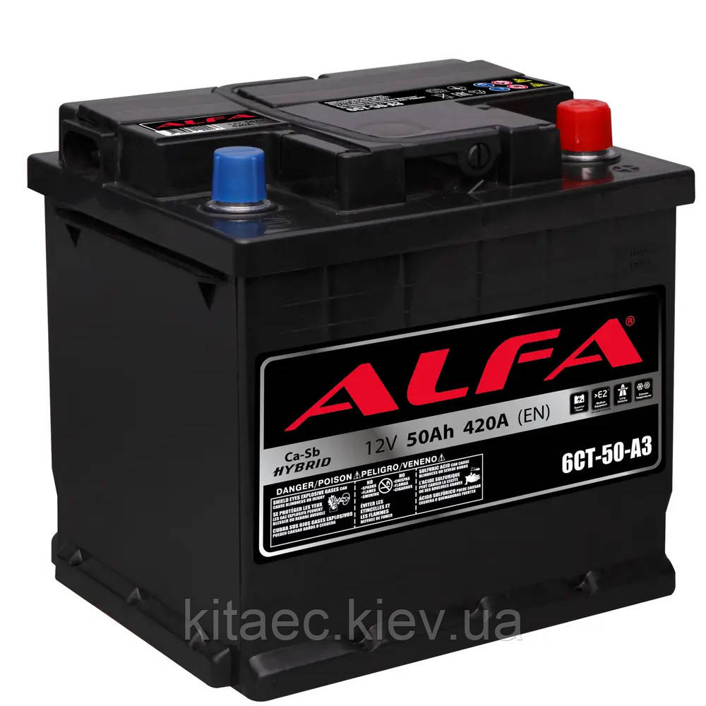 Акумулятор 50ач Euro (t1) 207х175х190мм З Прямою Полярністю 420а ALFA ...