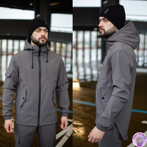 Куртка Softshell "Intruder" серая, Куртка мужская короткая серого цвета, Куртка мужская ...