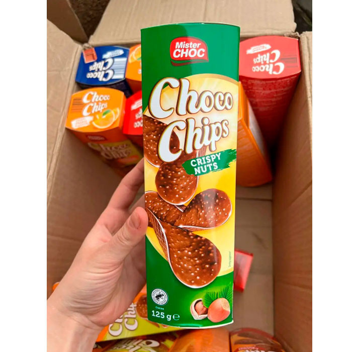 Шоколадні Чіпси з горіхом Mister Choc Choco Crisp Nuts 125г (1279 ...
