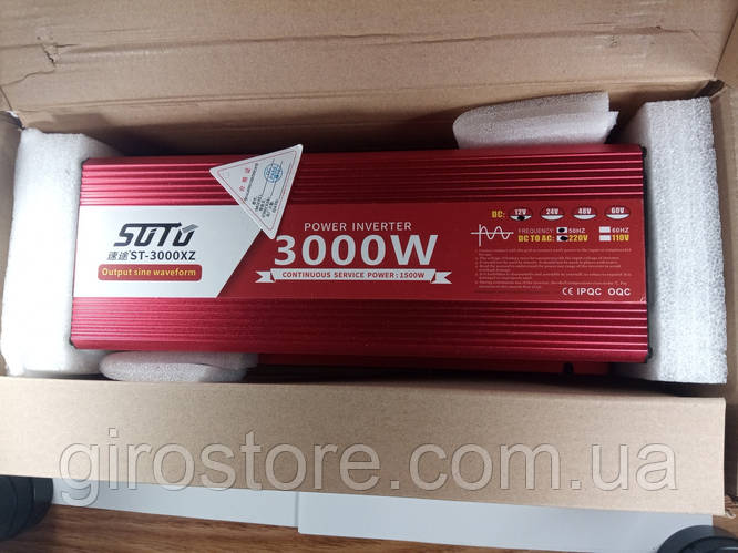 Инвертор SUTU 3000W, 12v 220v. Чистый синус. Номинальная мощность 1500w ...